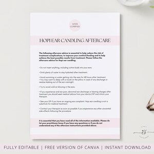 Hopi Ear Candling Aftercare Form, Editable Template, Edit in Canva - Etsy
