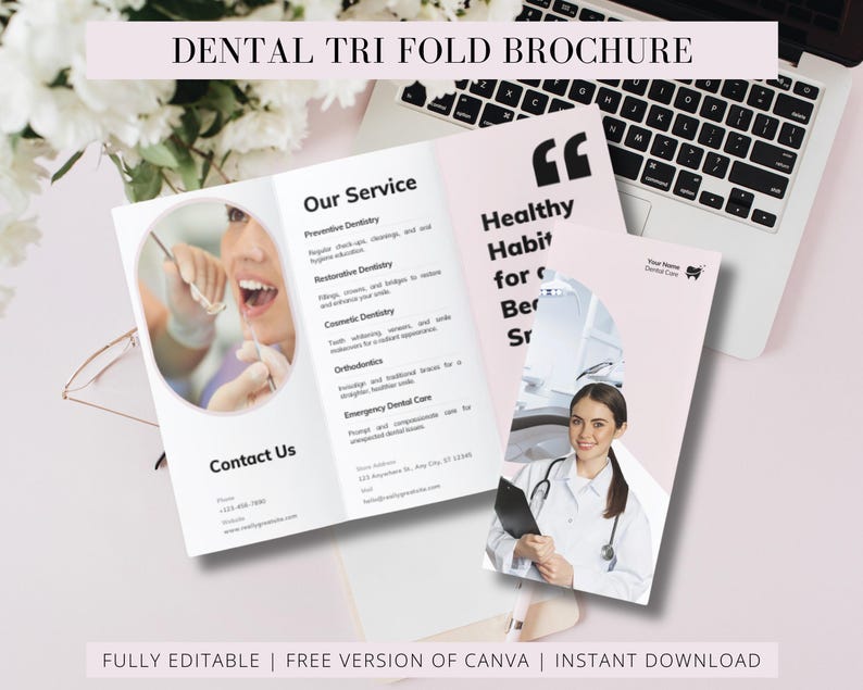 Dental Clinic Trifold Brochure, Dentist, Dental Services, Dental ...