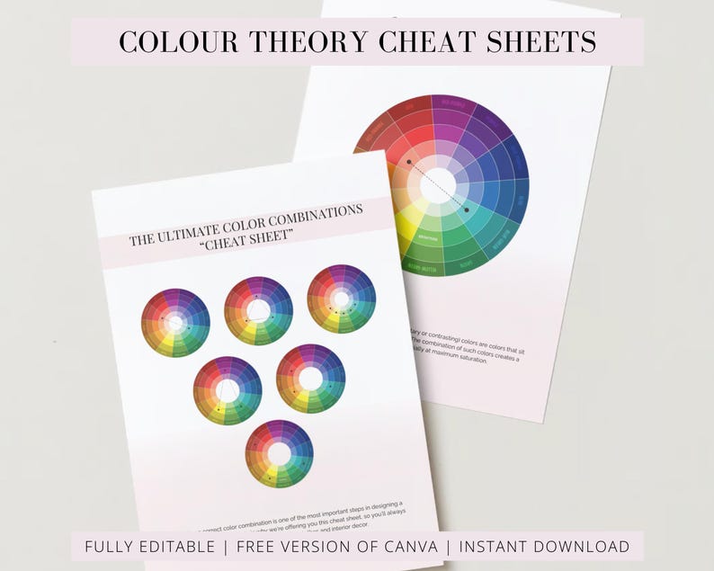 Colour Theory Cheat Sheets, Colour Theory Notes, Editable in Canva - Etsy
