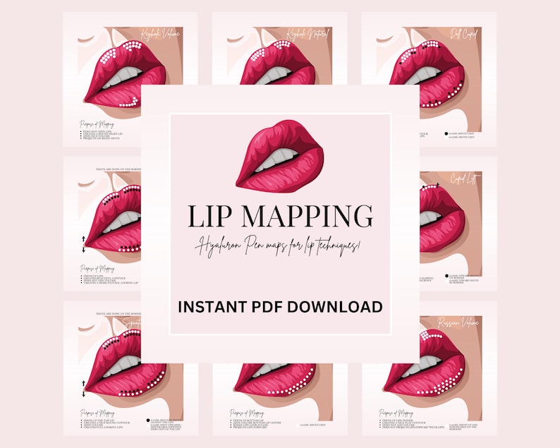 Hyaluron Pen Lip Mapping Guides, Russian Lip Techniques (printable PDF ...