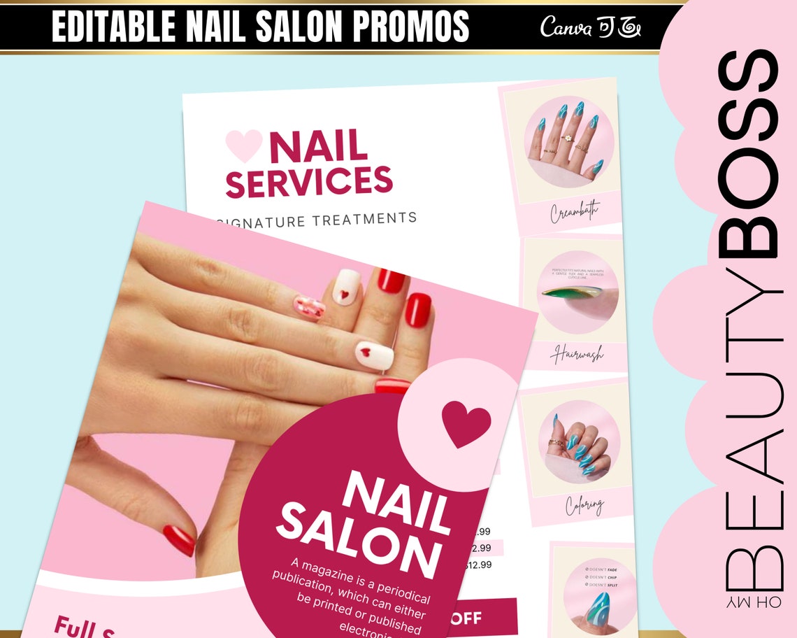 Nail Flyer Templates, Editable Printable, Nail Tech, Salon Ads Poster ...