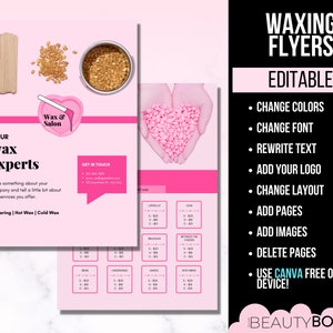 Waxing Salon Flyers, Waxing Price List, Esthetician, Wax Services ...