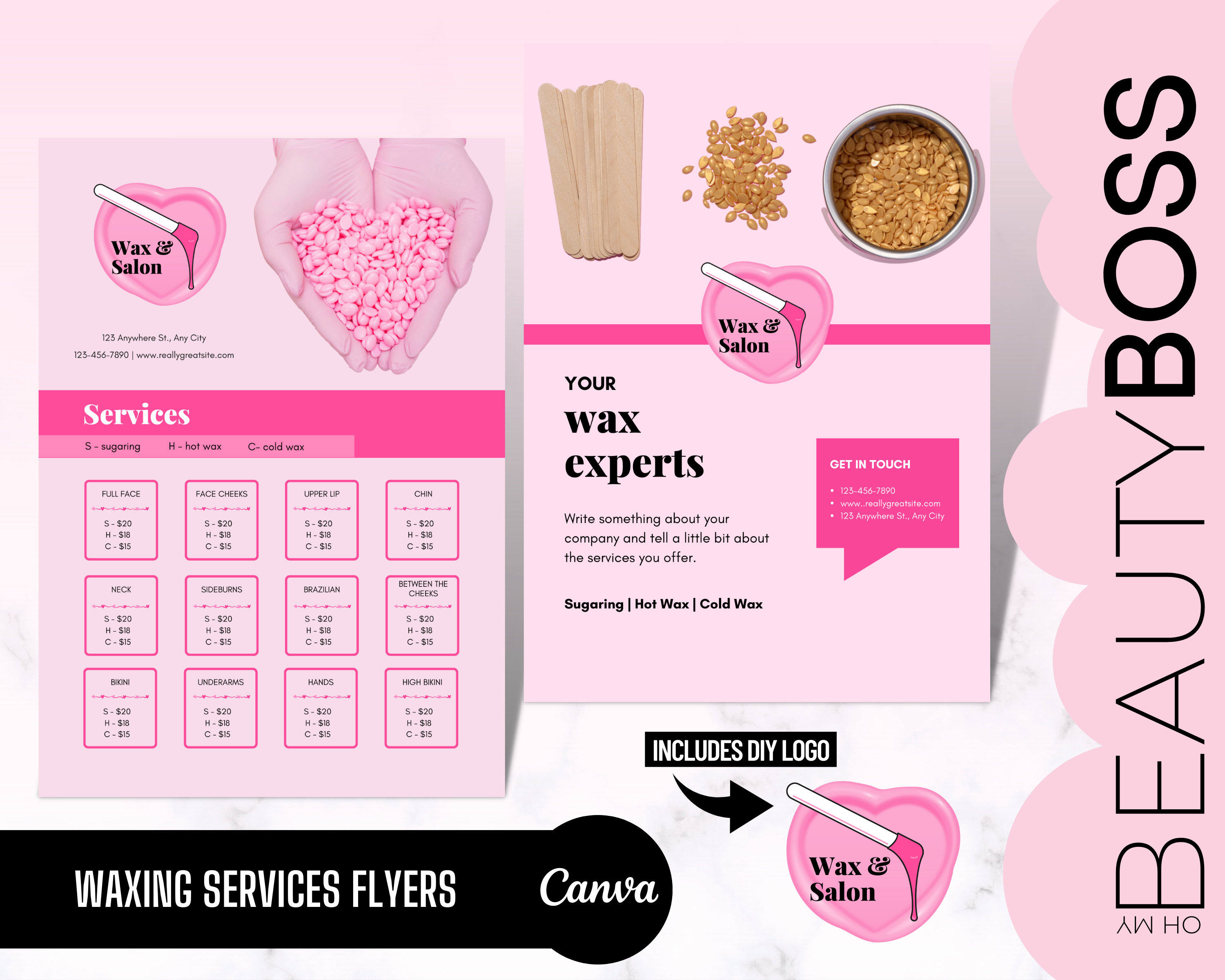 Waxing Salon Flyers, Waxing Price List, Esthetician, Wax Services ...