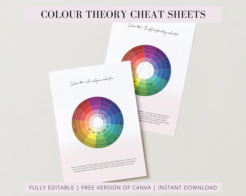 Colour Theory Cheat Sheets, Colour Theory Notes, Editable in Canva - Etsy