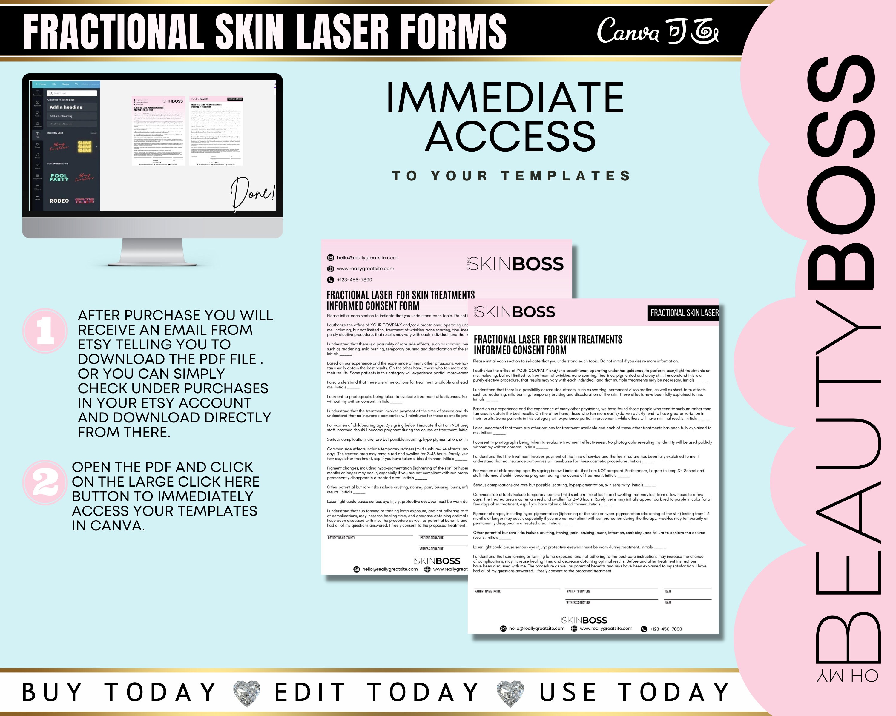 Fractional Laser Consent Form, Informed Consent, Laser Skin Therapy ...