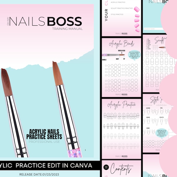 Acrylic Nail Practice Sheet - Etsy