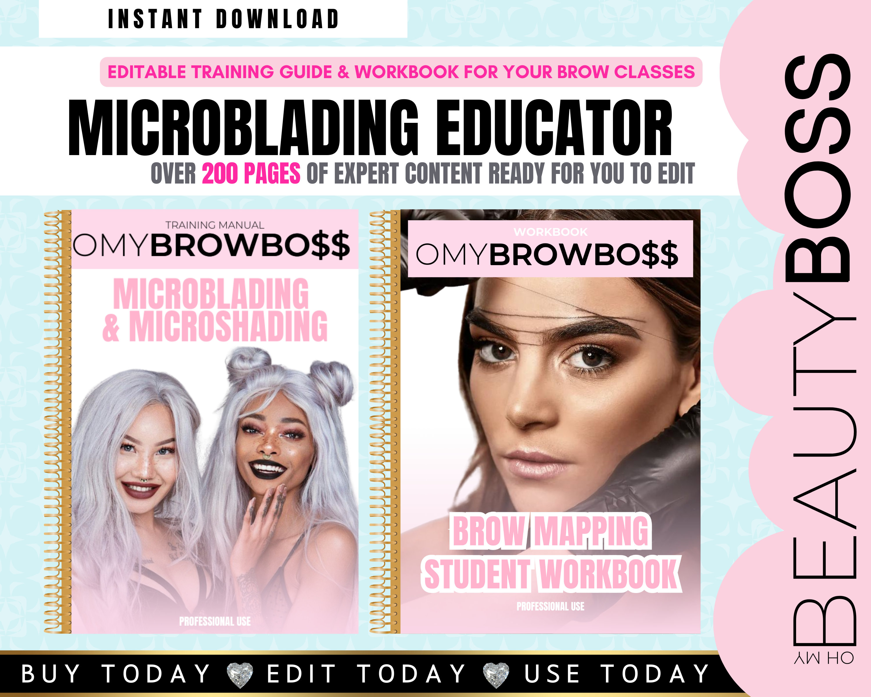 Microblading Manual and Brow MAPPING Editable Workbook, Student ...