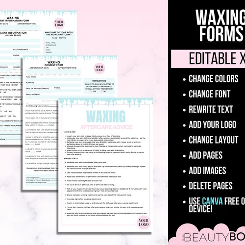 EDITABLE Waxing Treatment Forms Professional Esthetician - Etsy EDITABLE Waxing Treatment Forms Professional Esthetician - Etsy