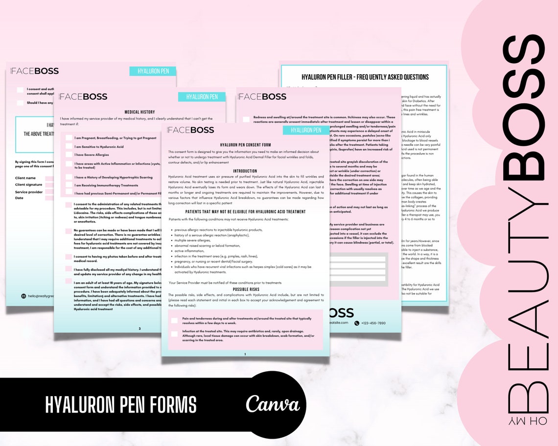 Editable Hyaluron Pen Forms, Hyaluronic Filler Pen, Consultation ...