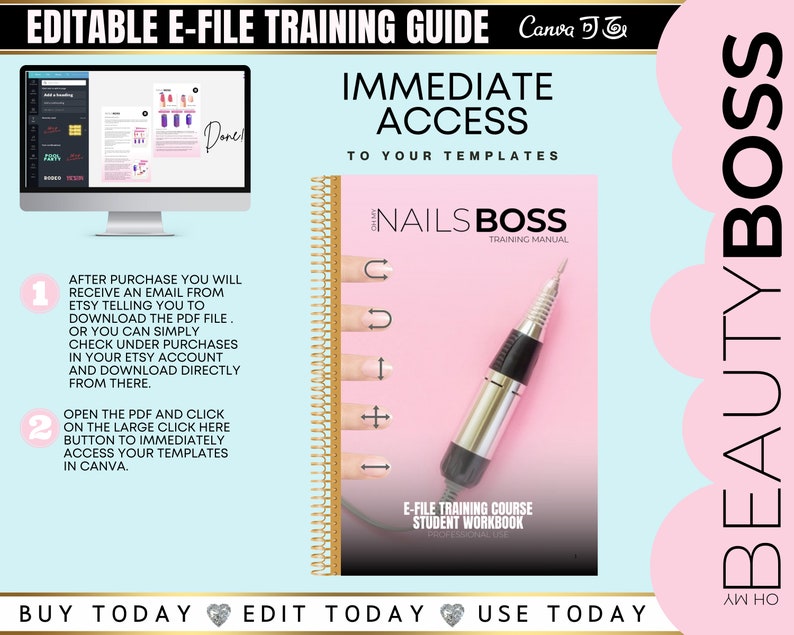 E-file Nails Training Manual, Manicure, Nails, Acrylic, Training Guide, Beauty Academy ...