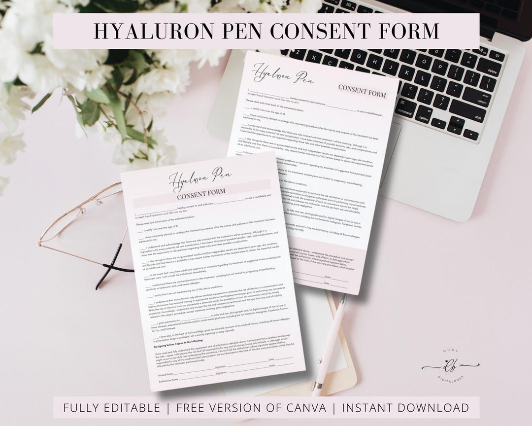 Hyaluron Pen Consent Form, Simple Consent Form, Hyaluronic Filler Pen ...