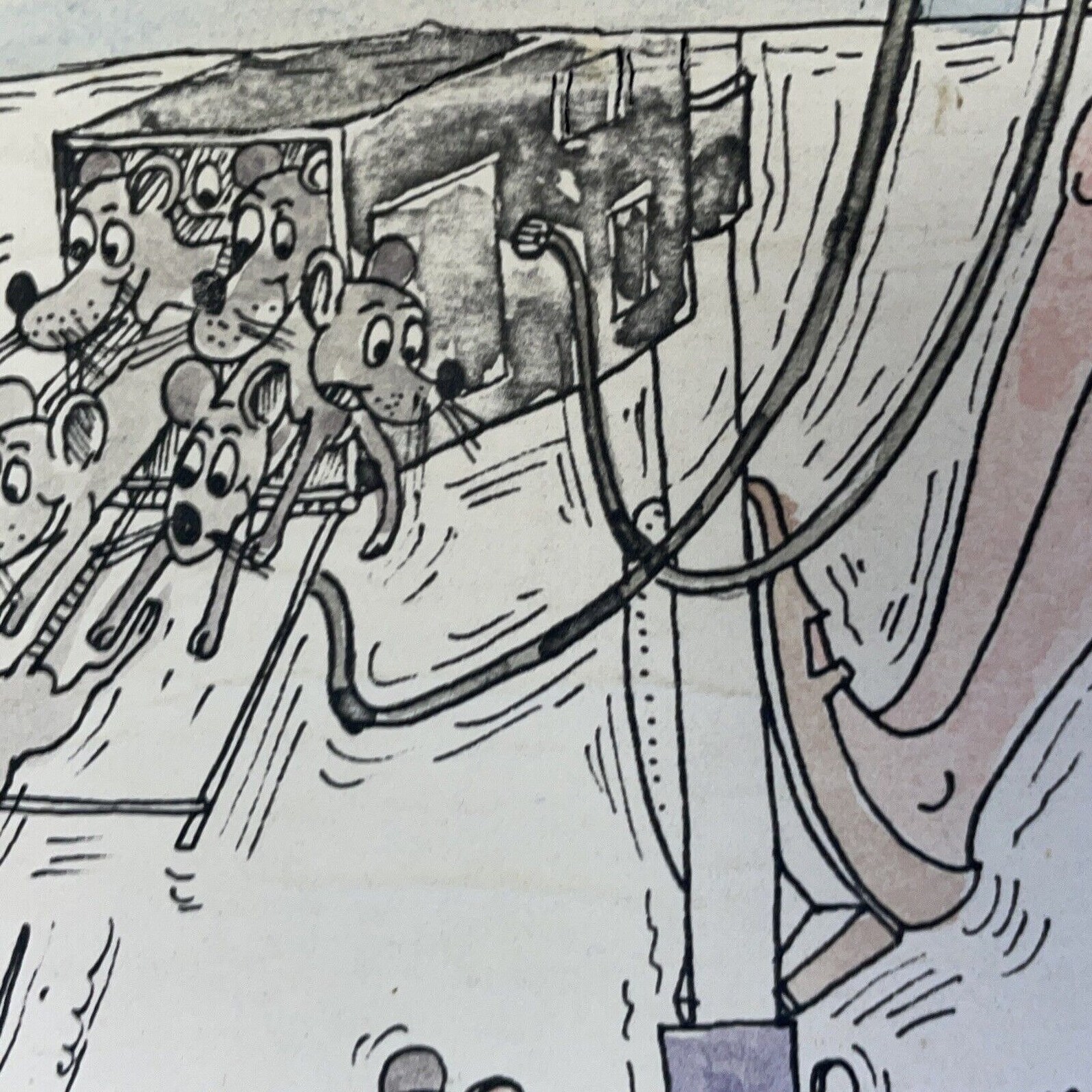 Well Executed French Watercolor Mixed Media Hospital Cartoon Painting ...