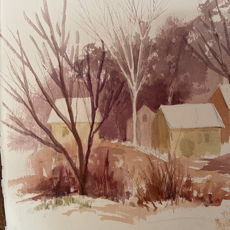 Beautiful Pennslyvania Fall Barn Scene Watercolor by Peggy Binns - Etsy