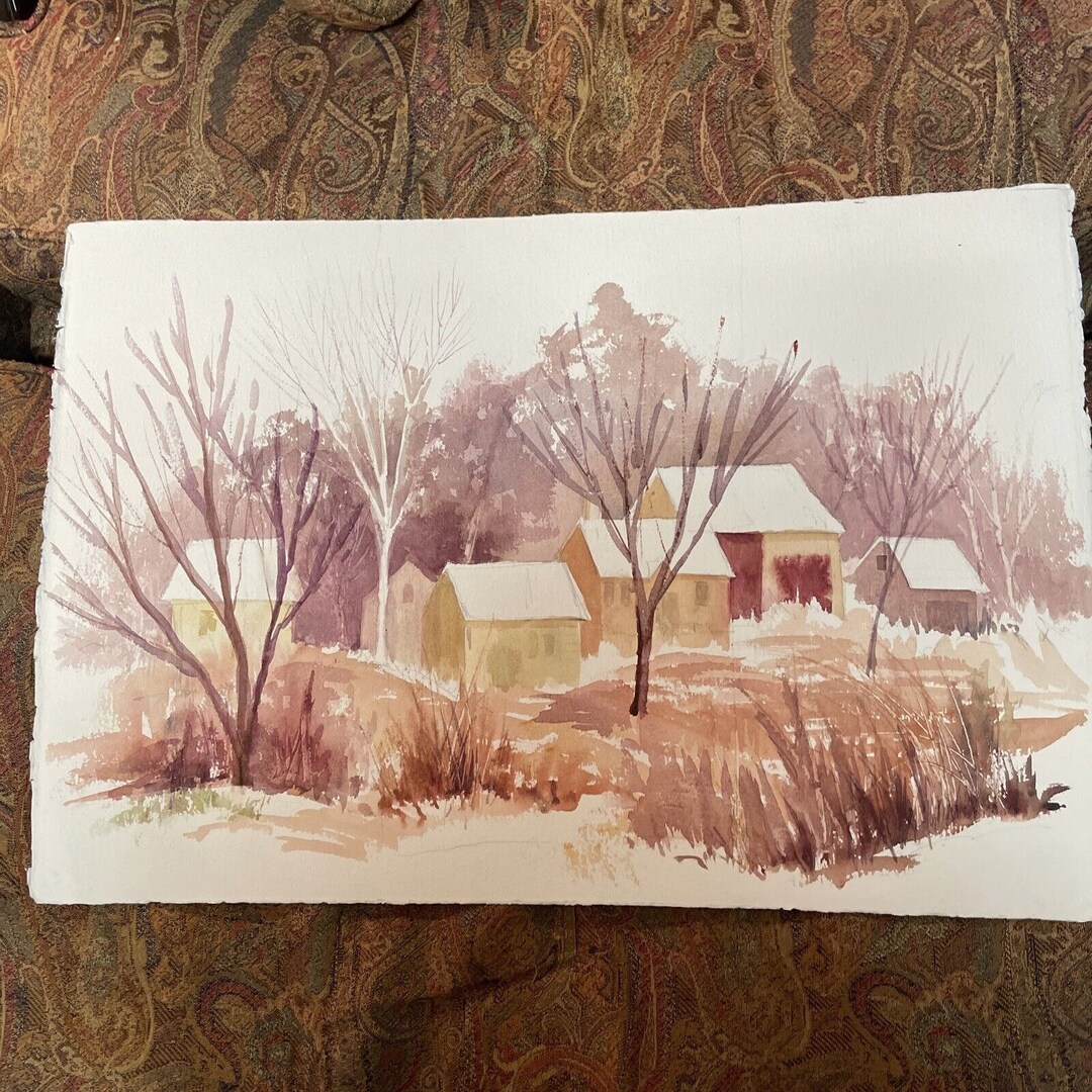 Beautiful Pennslyvania Fall Barn Scene Watercolor by Peggy Binns - Etsy