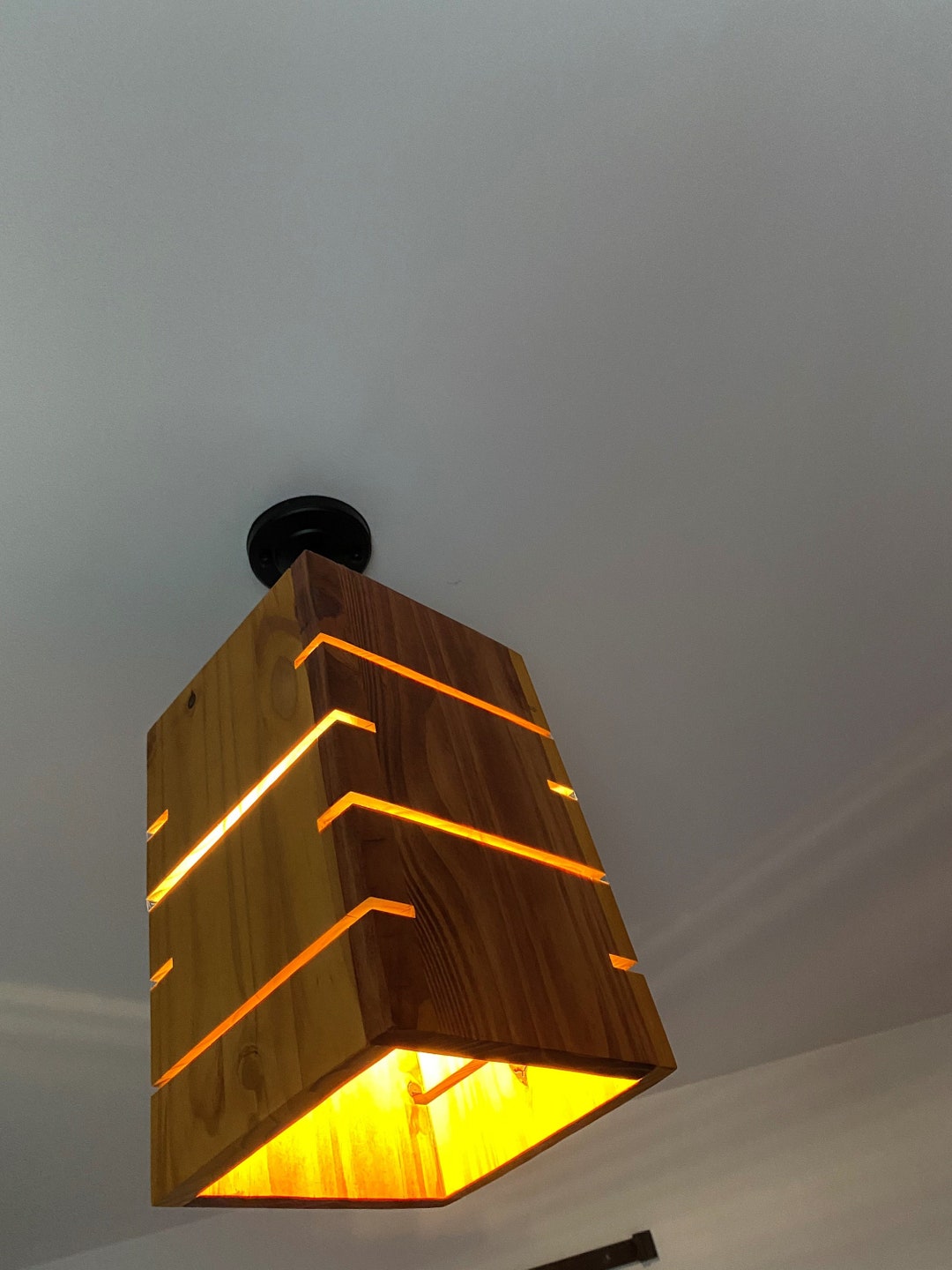 Wooden Pendant Lamp With Light Effects - Etsy