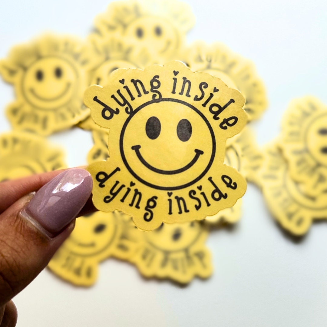 Dying Inside Smiley Sticker - Etsy