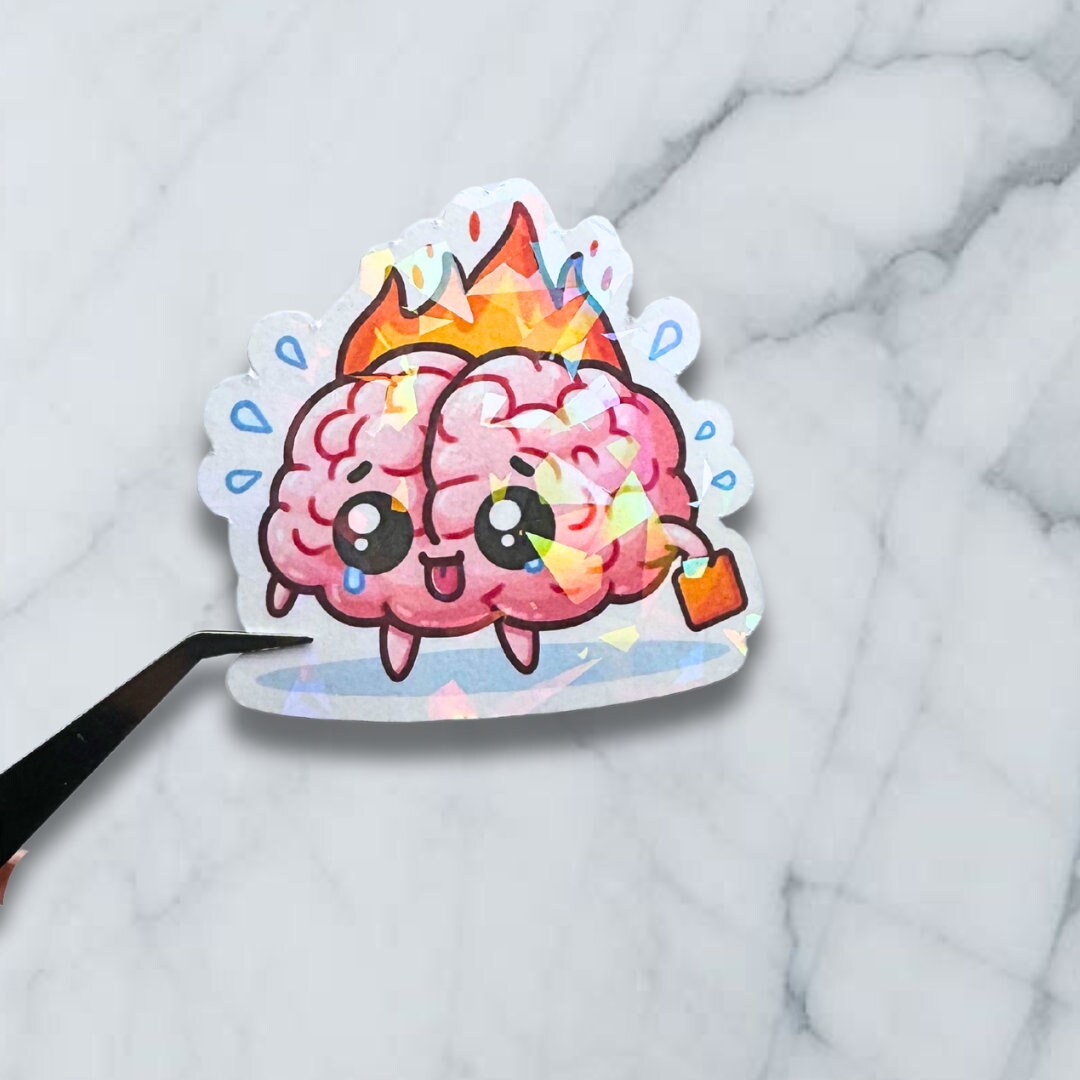 Fire Brain - Brain Buddies Holographic Sticker - Etsy