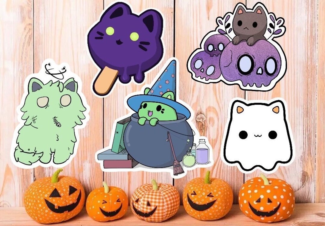 Halloween Spooky Cats Vinyl Stickers Pack of 5 - Etsy