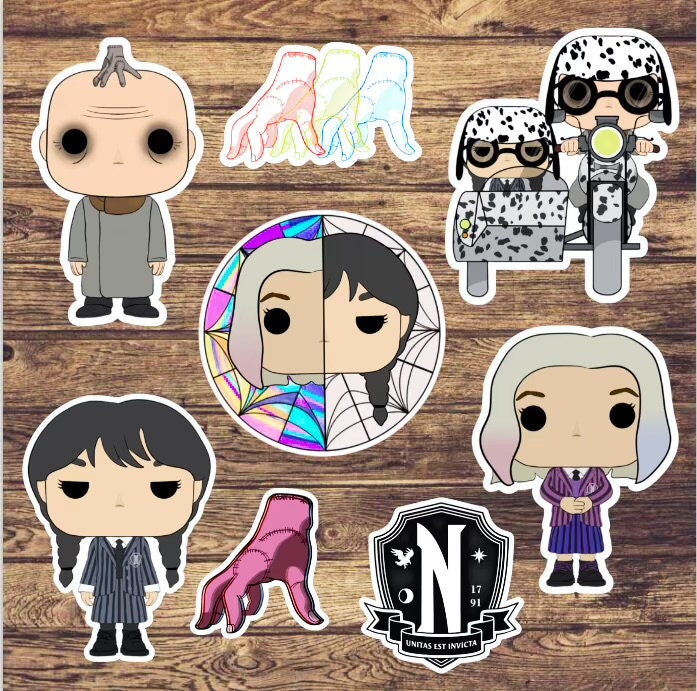 8 New Wednesday Addams Stickers | Enid Sinclair | Uncle Fester | Thing ...