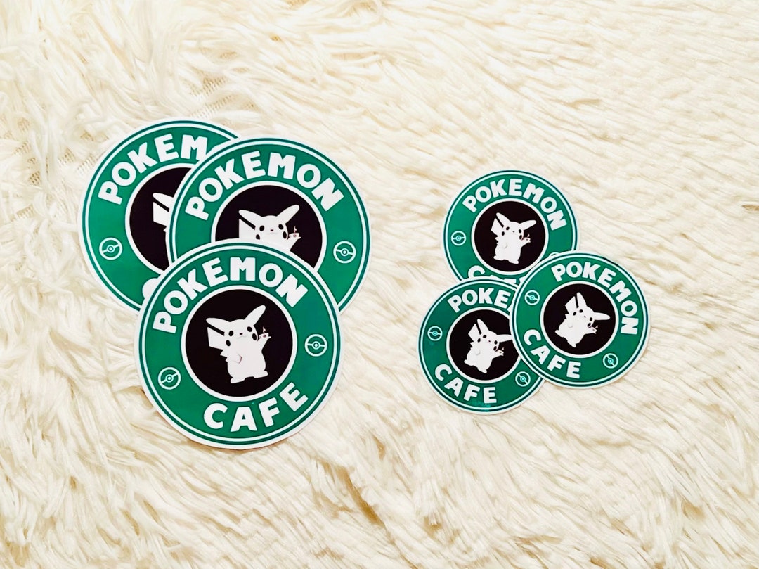 Pokémon Café Pikachu Starbucks Logo Parody Sticker Pack of 2 - Etsy