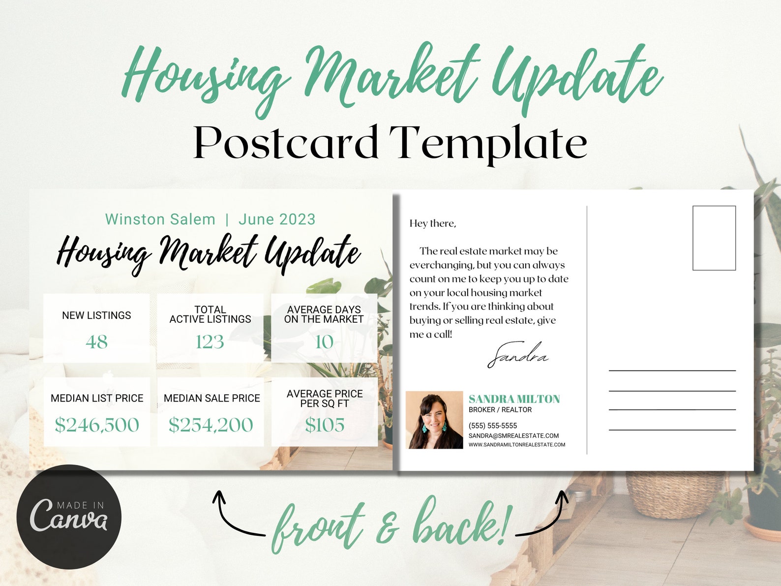 Housing Market Update Postcard Template | Real Estate Market Postcard ...