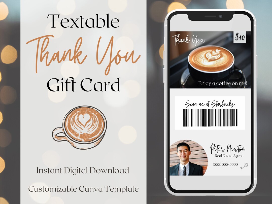Real Estate Textable Gift Card | Digital Thank You Card | Scannable ...