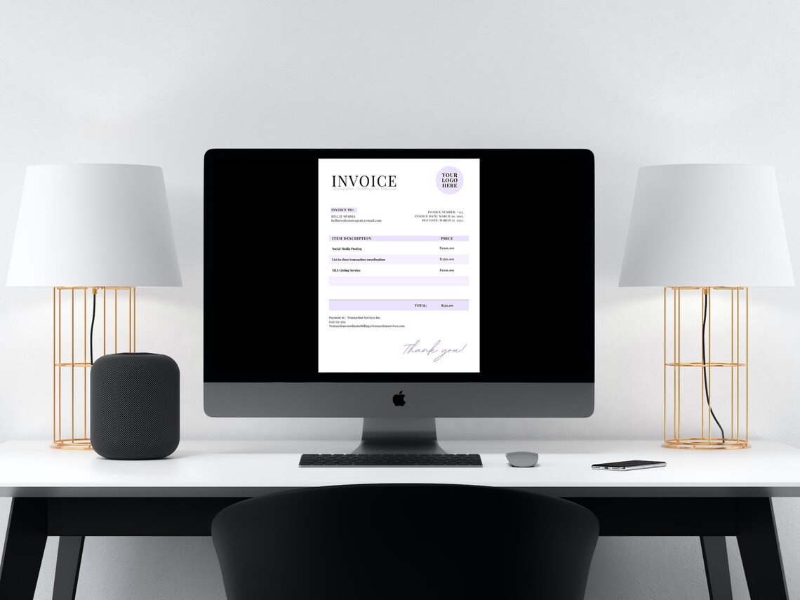 Transaction Coordinator Invoice Template | TC Invoice | Real Estate ...