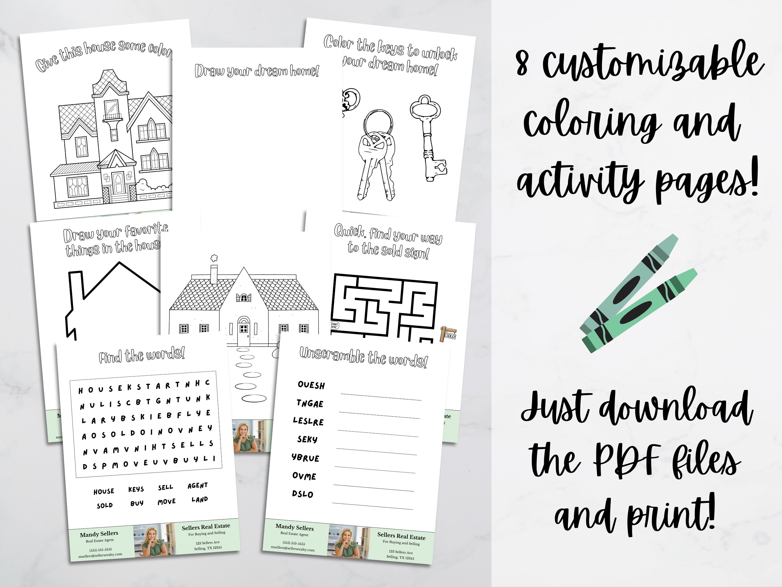 Branded Real Estate Coloring and Activity Pages Customizable Coloring ...