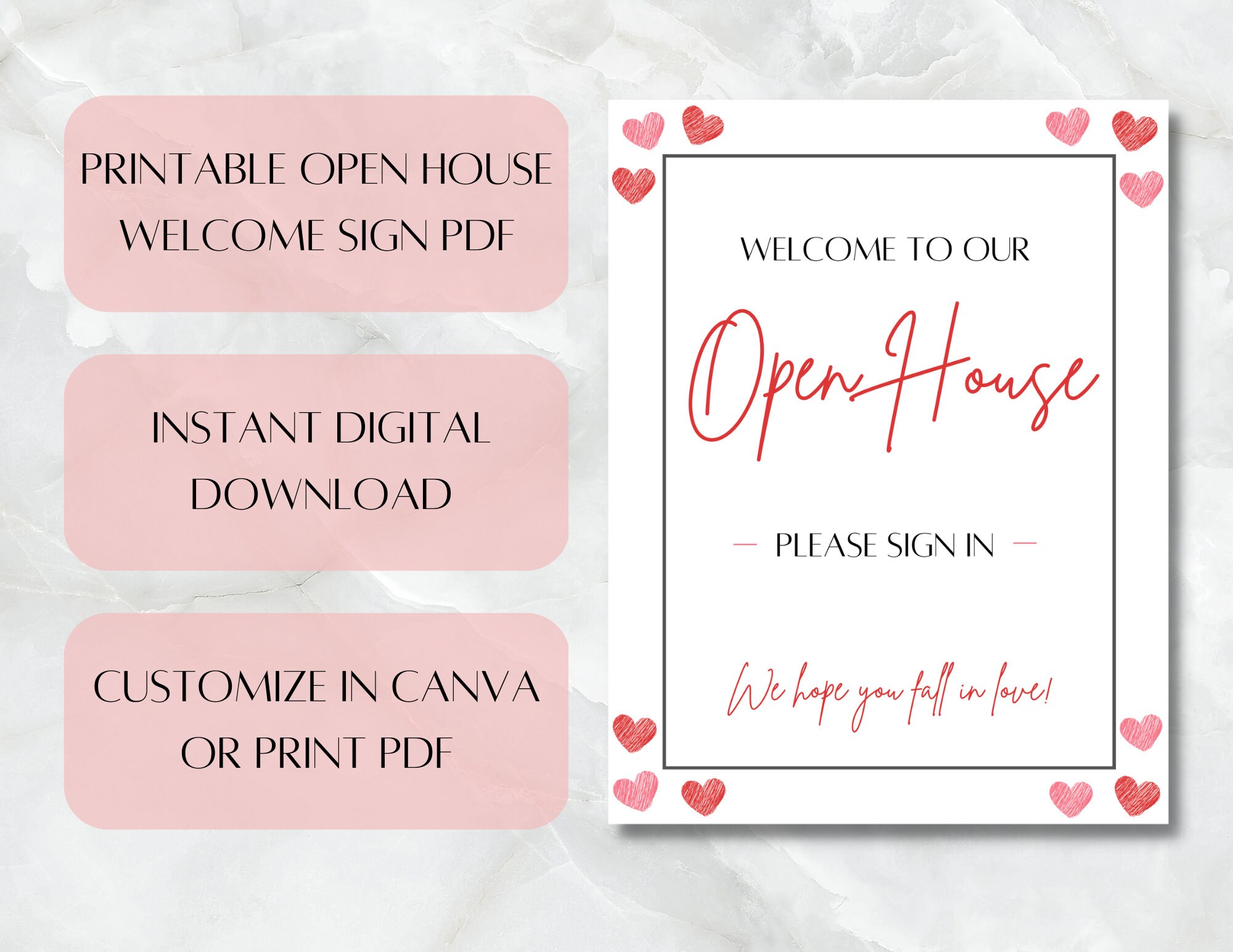 Valentines Open House Sign in Sheet | Welcome Sign | Open House ...