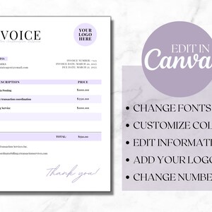 Transaction Coordinator Invoice Template | TC Invoice | Real Estate ...