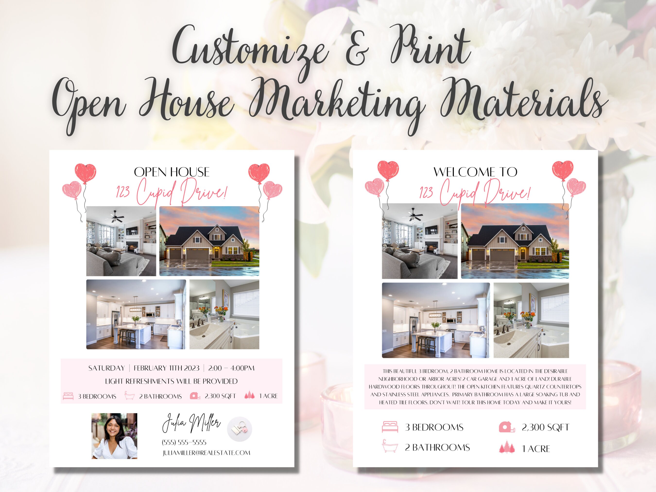 Valentines Day Open House Bundle | Customizable Open House Flyer | Sign ...