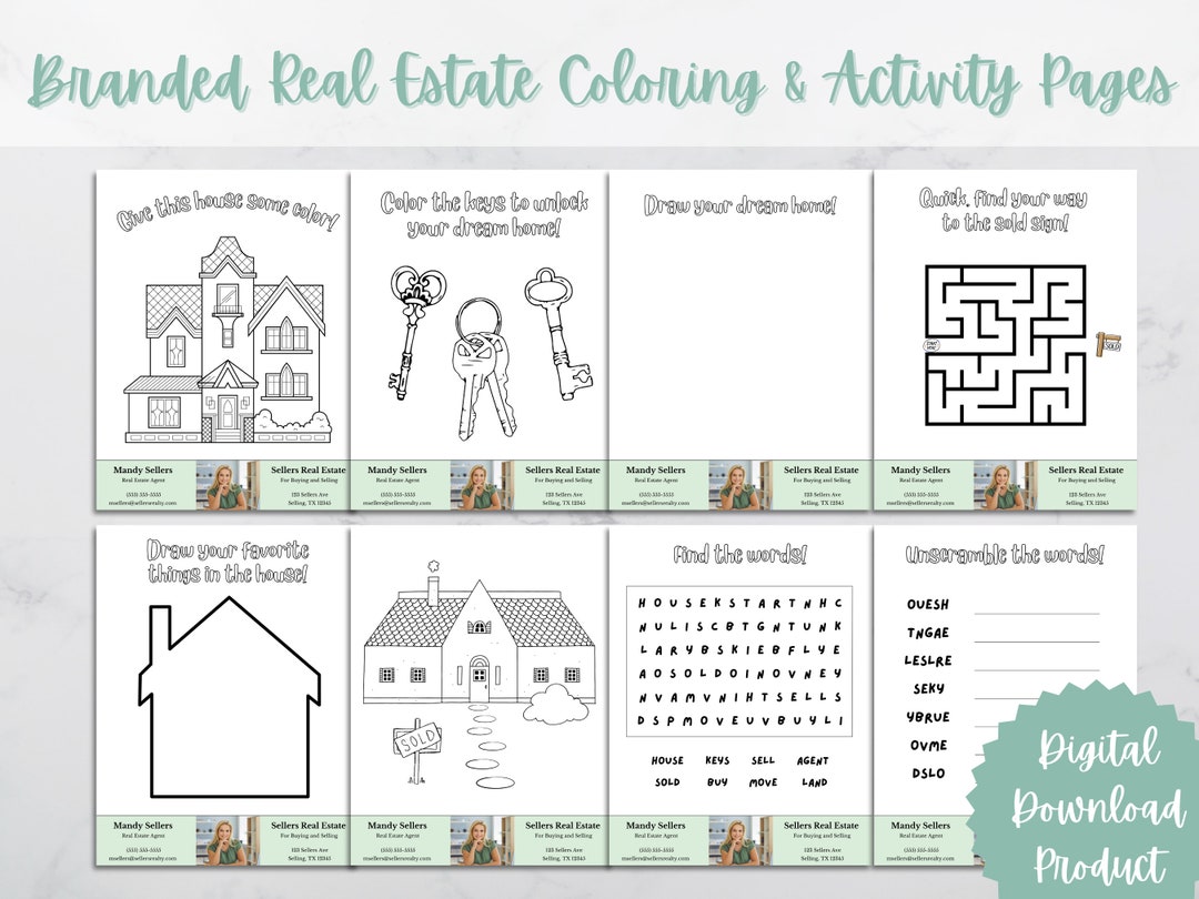 Branded Real Estate Coloring and Activity Pages | Customizable Coloring ...