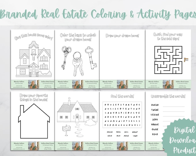 Branded Real Estate Coloring and Activity Pages | Customizable Coloring ...