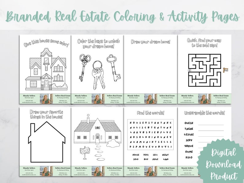 Branded Real Estate Coloring and Activity Pages Customizable Coloring ...