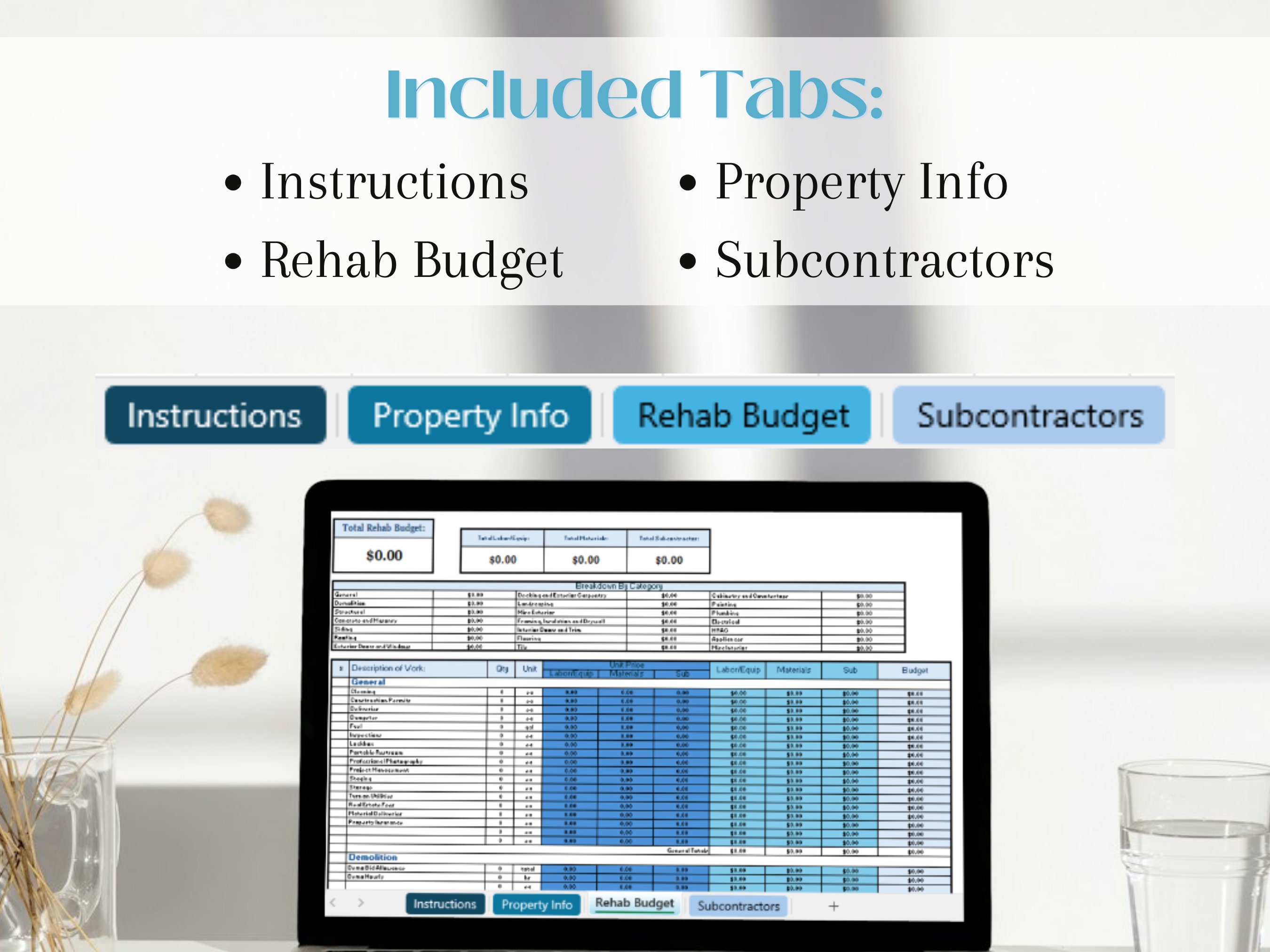 Complete Home Renovation Budget Spreadsheet | Master Rehab Planner ...
