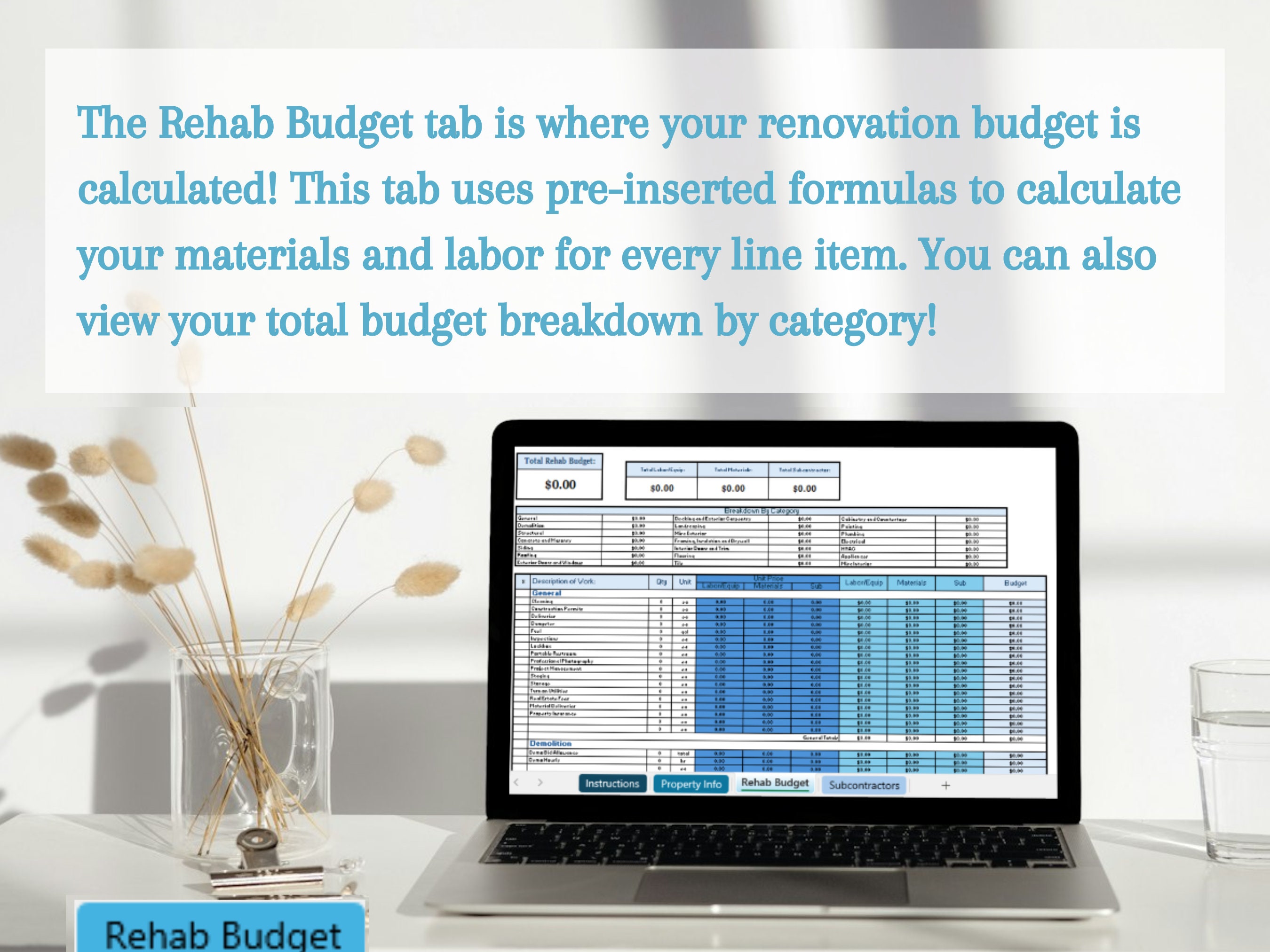 Complete Home Renovation Budget Spreadsheet | Master Rehab Planner ...