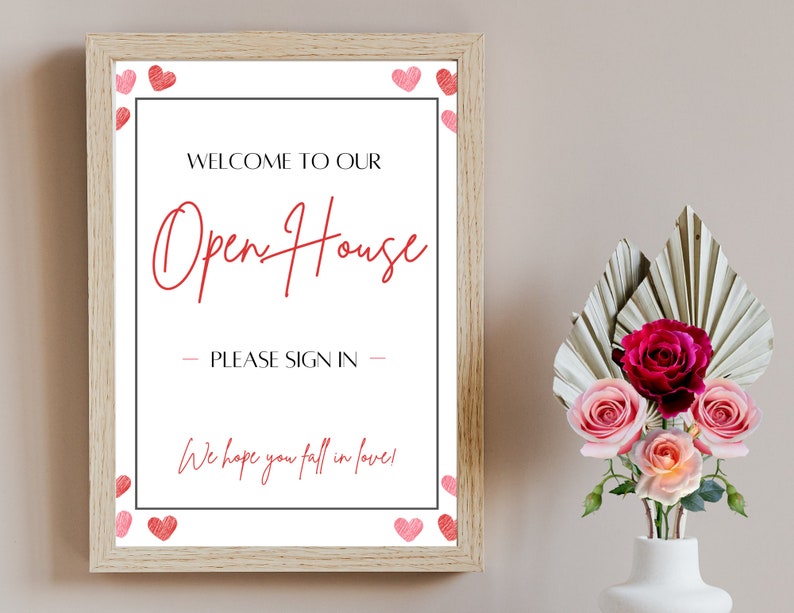 Valentines Open House Sign in Sheet | Welcome Sign | Open House ...