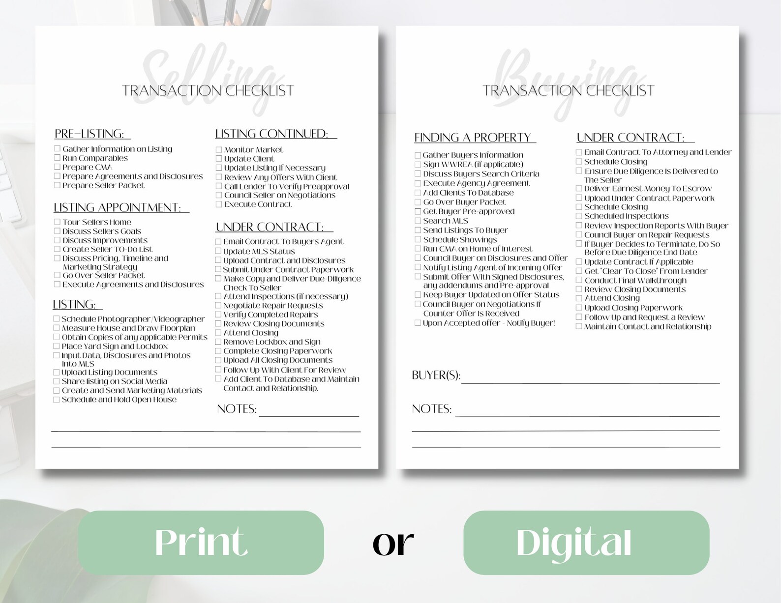 Real Estate Transaction Checklist | Selling Checklist | Buying ...