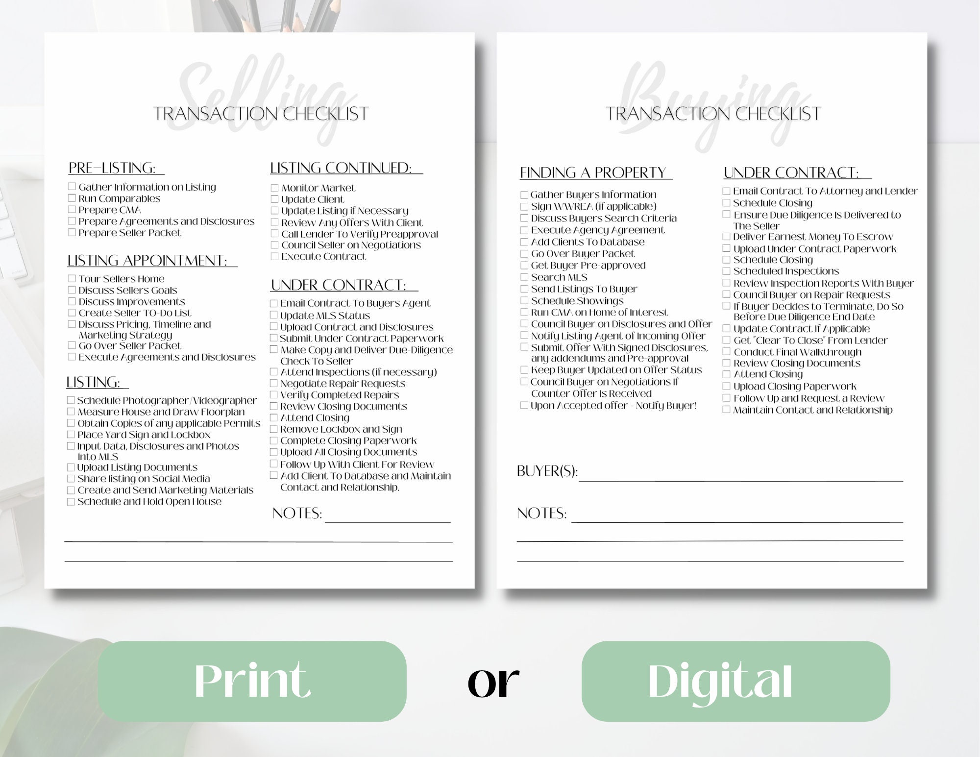 Real Estate Transaction Checklist | Selling Checklist | Buying ...