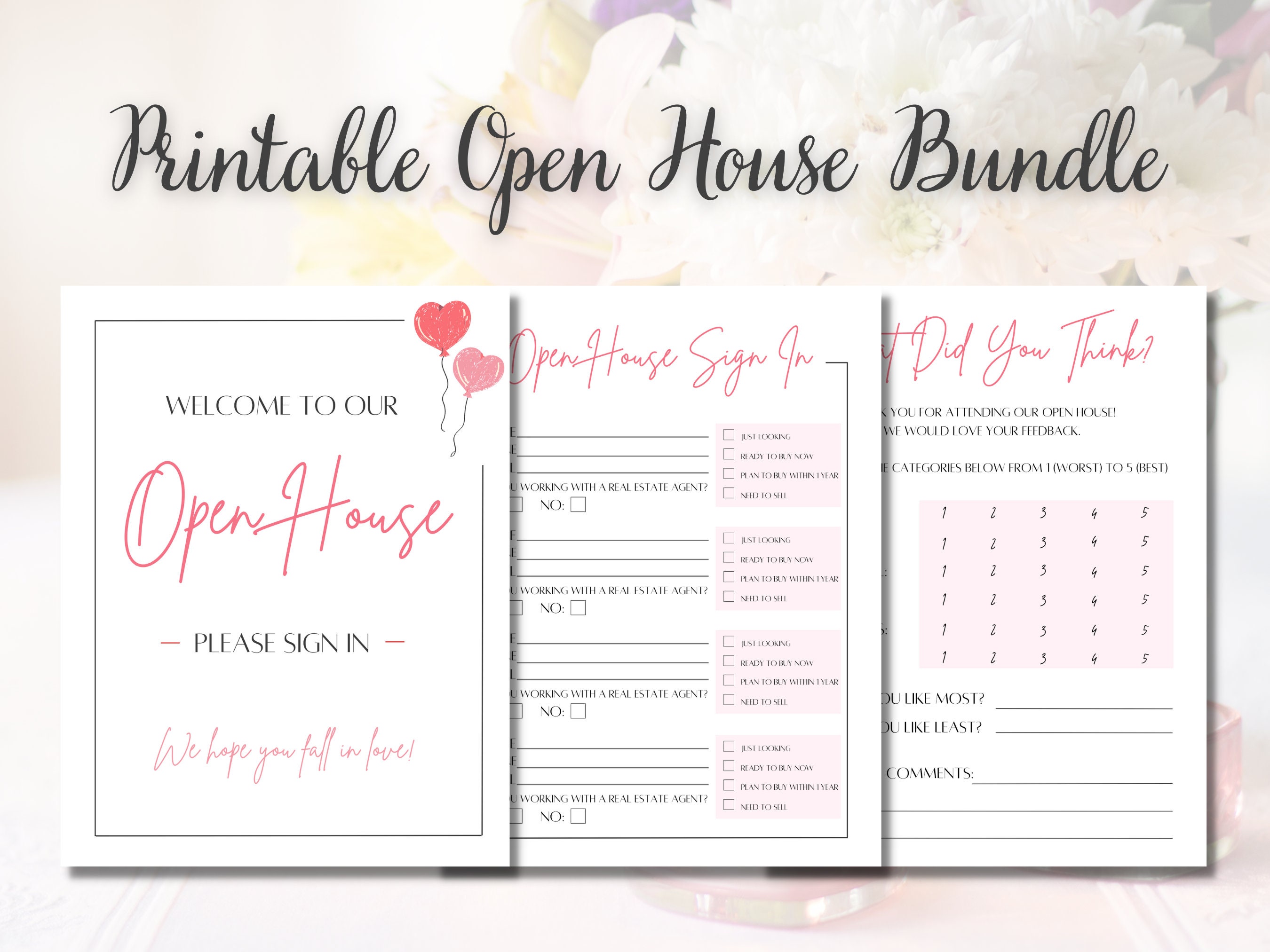 Valentines Day Open House Bundle | Customizable Open House Flyer | Sign ...