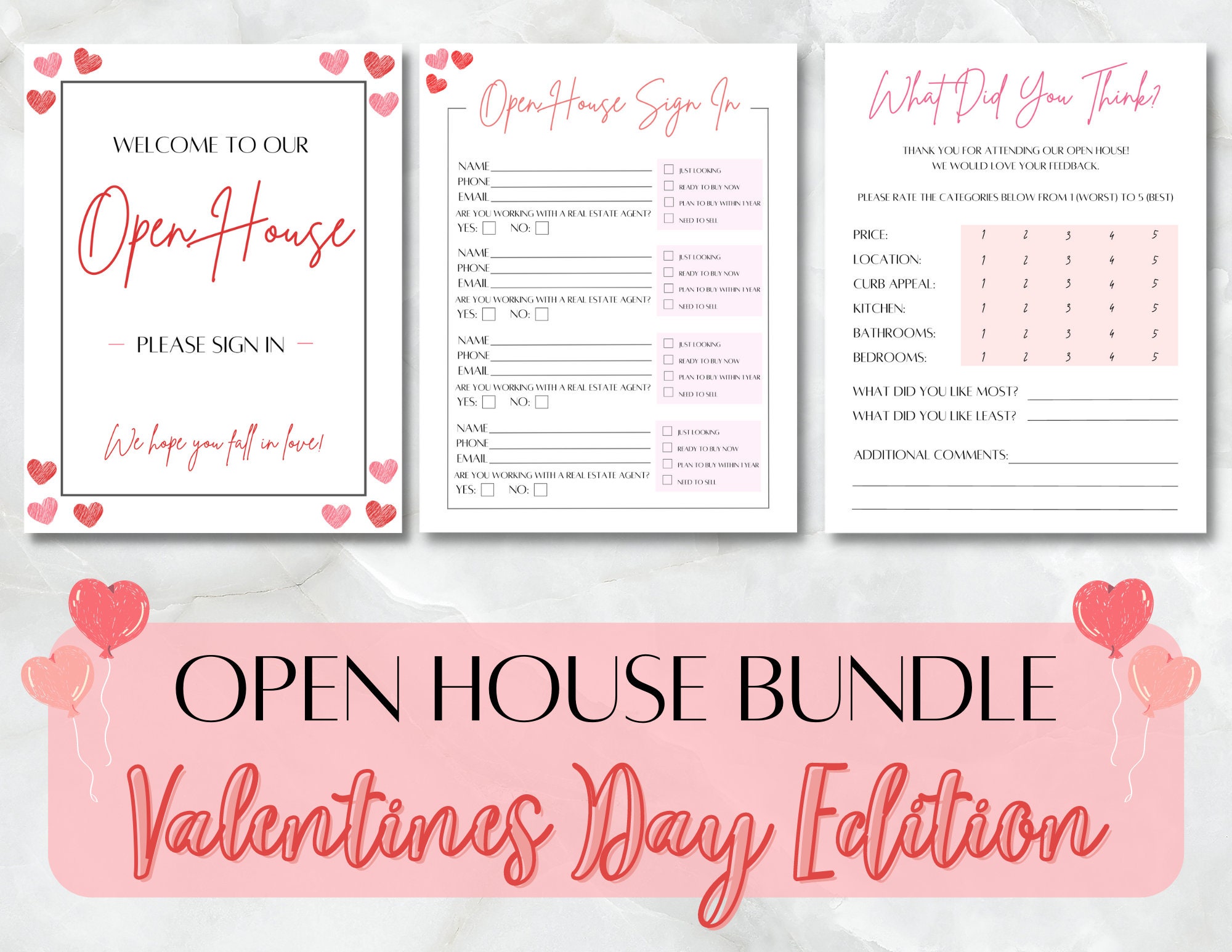 Valentines Open House Sign in Sheet | Welcome Sign | Open House ...