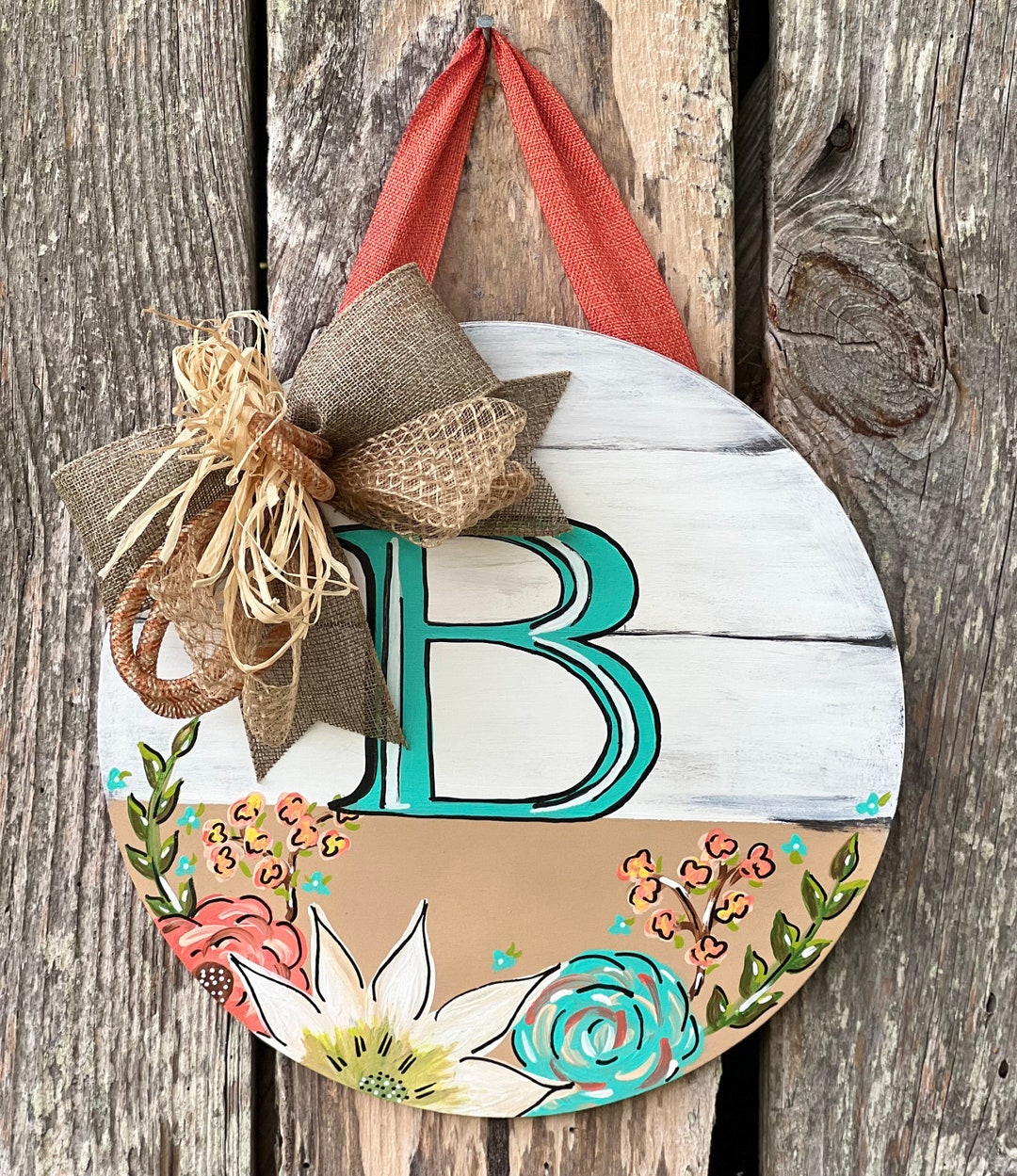Hand Painted Round Door Hanger - Etsy
