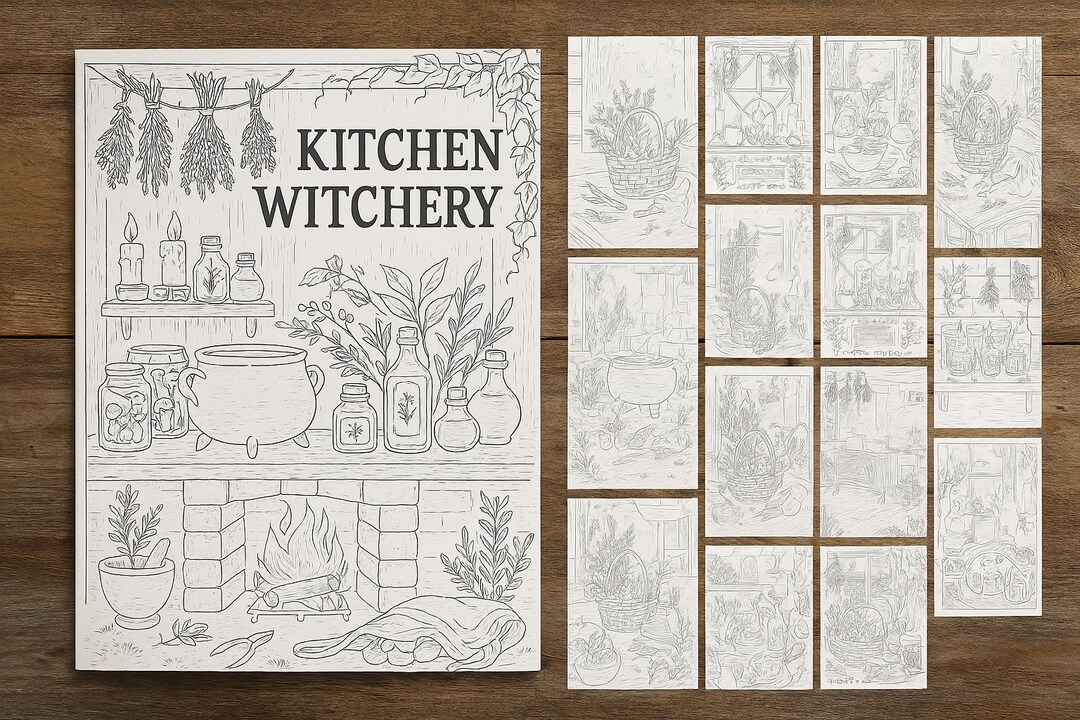 Kitchen Witchery Colouring Book | A4 Printable PDF for Adults 10 Pages ...