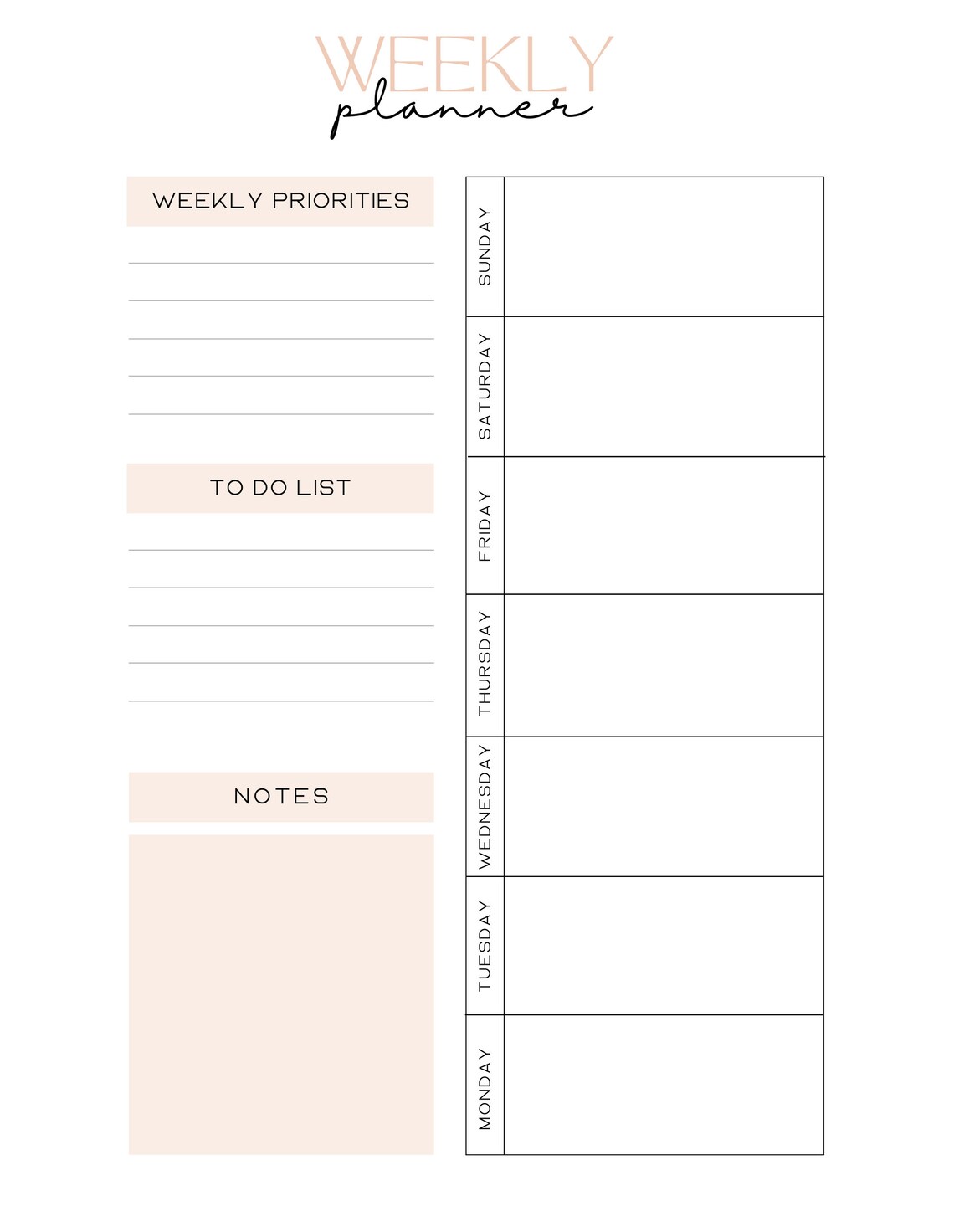 Printable Planner, Monthly Planner, Weekly Planner, Daily Planner ...