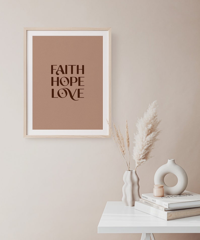 Faith Hope Love, Digital Download Poster | Christian Wall Art, Bible ...
