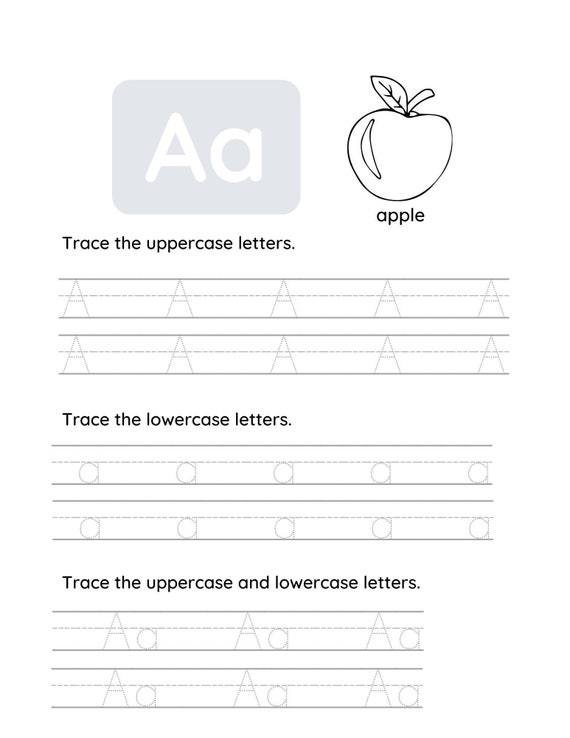 Alphabet Tracing Worksheets Printable Phonics Literacy - Etsy