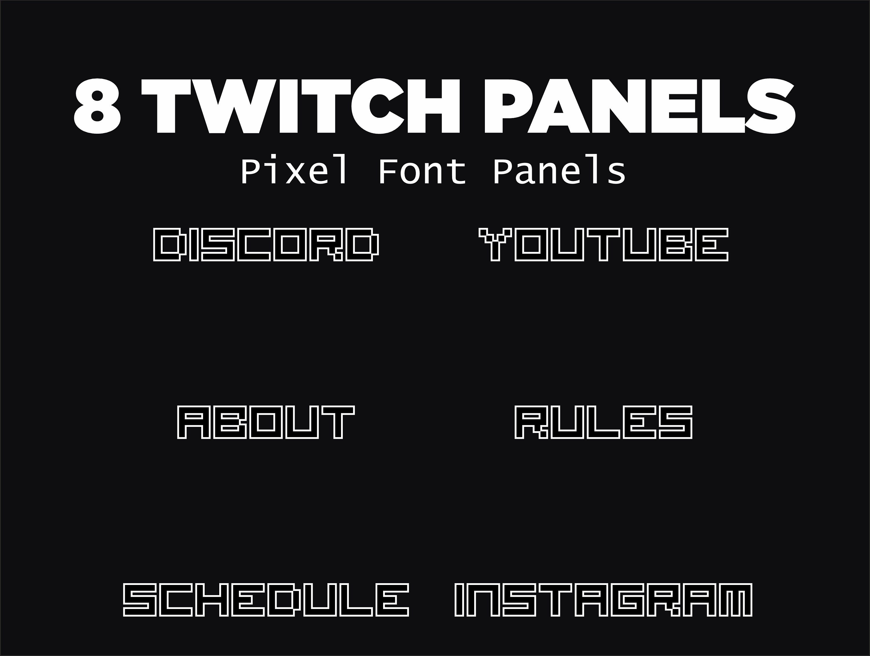 8x Twitch Panels Pack Pixel Font Panels for Streamers - Etsy