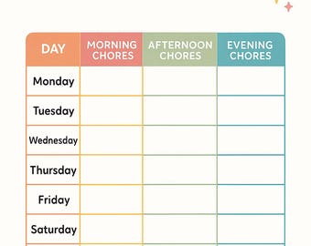 Printable Space Chore Chart | Cute Weekly Chore Tracker for Kids With ...