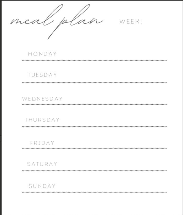 Simple Weekly Meal Plan Digital Download, Printable or iPad Friendly - Etsy