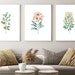 Watercolor Flowers Wall Art Set of 3 Botanical Wall Print Instant ...